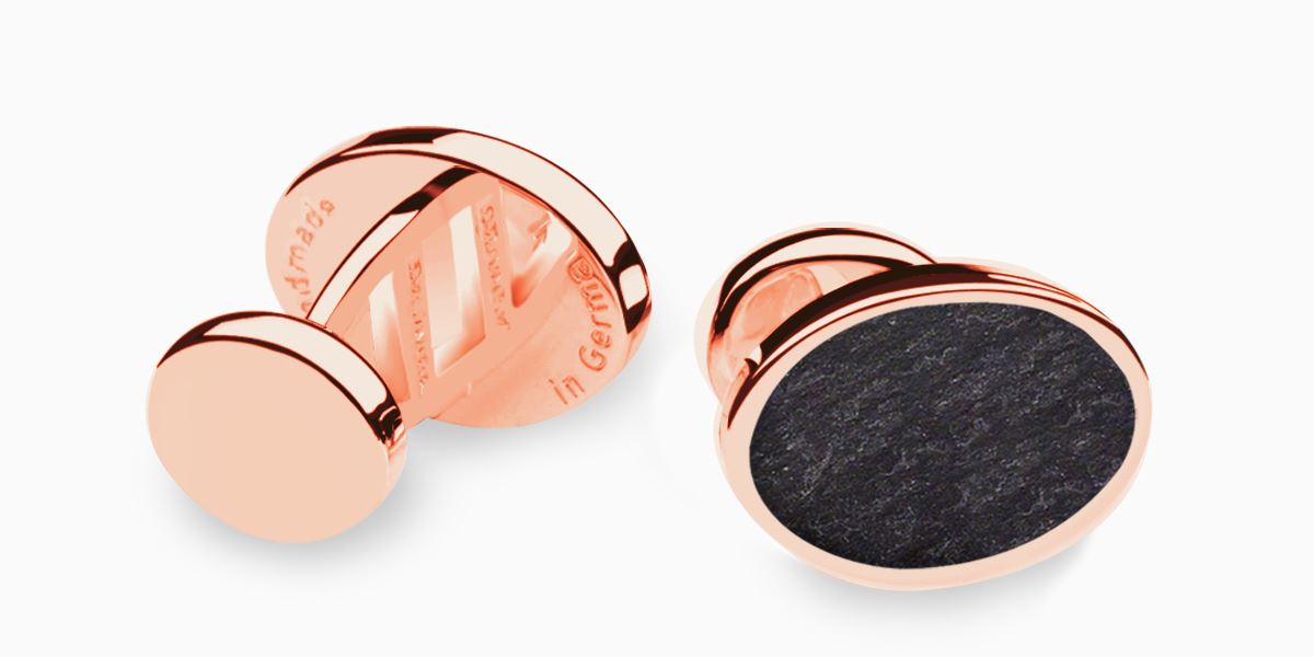 Deumer cufflinks Slate from 925 sterling silver rose gold gilded - Deumer